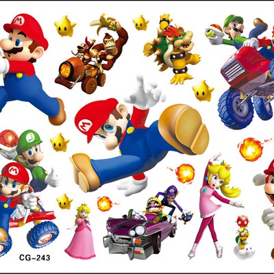 Super Mario Bros Tattoo Stickers Kawaii Anime Figure Toys Ki