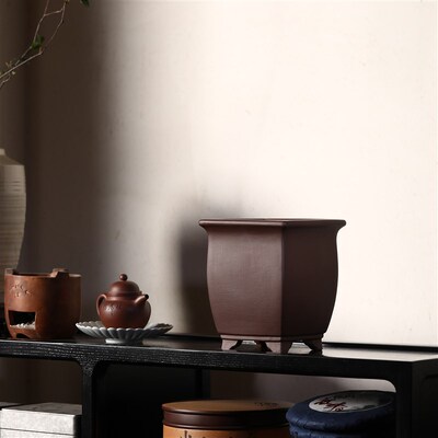 宜兴原矿紫砂精品兰花盆王永清名家盆四方盆景盆正方形兰盆觅陶乡