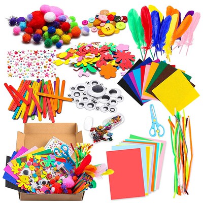 Colorful Plush Sticks Wool Pompoms Maials Kids DIY Montessor