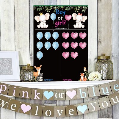 Boy or Girl Gender Reveal Voting Game Poster Board with ers