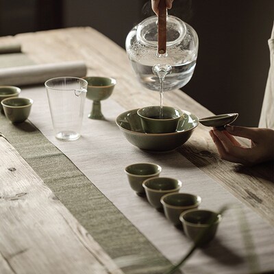 Celadon Tea Setware Yue Kiln Plum Tea Tray Pitcher Holder Fr