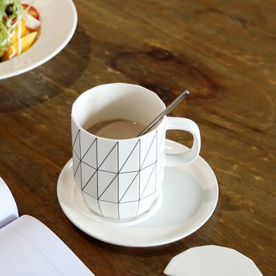 Ins female mark cup with cover teaspoons of office coffee