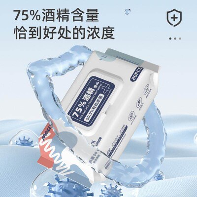 【Reshipment】75% Alcohol Wet Wipes, Large Pack of 80 Sheets