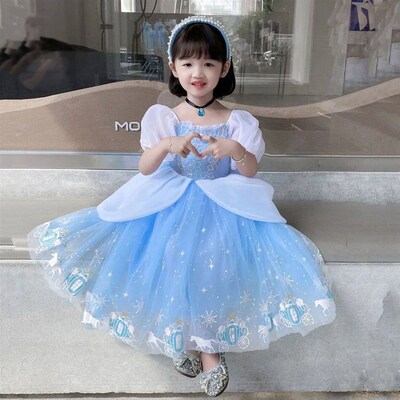 Cinderella Princess Cosplay Dress for Girl Kids Ball Gown