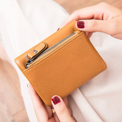Amoy Printing Leather Goods * Short Wallet Vintage Womens N