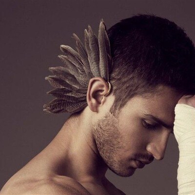 Fashion exaggerated punk turkey feather single earring earri