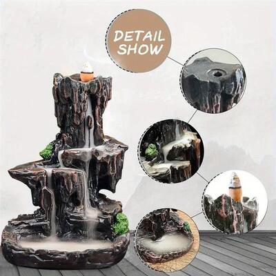 Waterfall Monk Incense Burner Mountain Tower Incense Holders