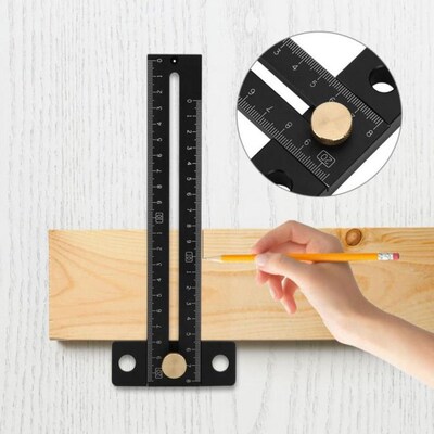 180mm T-Type Scribing Ruler Metric Scale Black Aluminium All