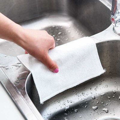 Bamboo fiber non oil dish cloth small clean dish towel Blue
