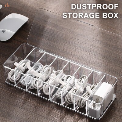Cable Storage Box Transparent Plastic Data Line Storage Cont