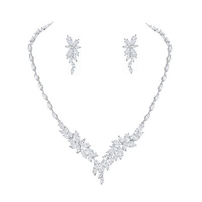 New Arrival Exquisite Plant Shape Cubic Zirconia Bridal Wedd