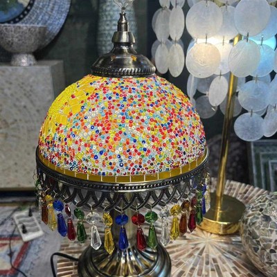 异丽(家装主材)手工串珠台灯欧式复古客厅卧室床头书房装饰灯具