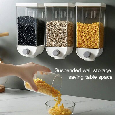 1.5L Wall Mounted Separate Rice Bucket Kitchen Cereal Dispen