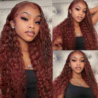 13x4 Reddisha Brown Deep Wave Frontal Wig 13x6 360 Full HD L