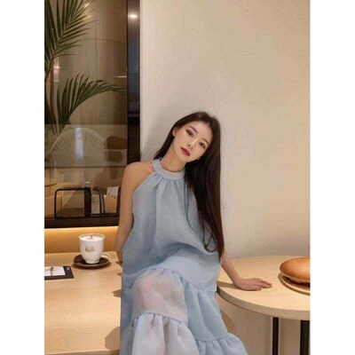 23 Summer New High-end Temperament Vest Long Skirt Neck Long