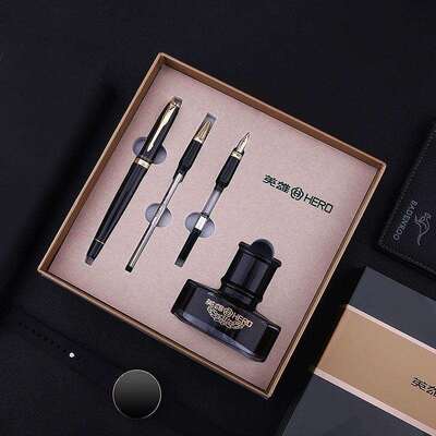 英雄7056黑色套装三笔头美工宝珠钢笔笔头套装吸墨