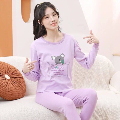 Teens Pijamas Long Sleeve Cotton Pyjamas Kids Clothes Sets C