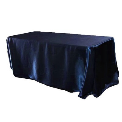 Black White Wedding Satin Tablecloth Table Cloth Rectangle F