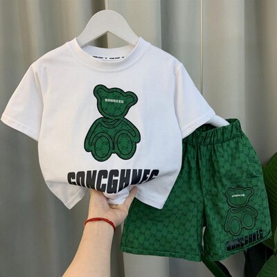 Baby Girl Boy Clothes Summer Children Bear Print Top and Bot