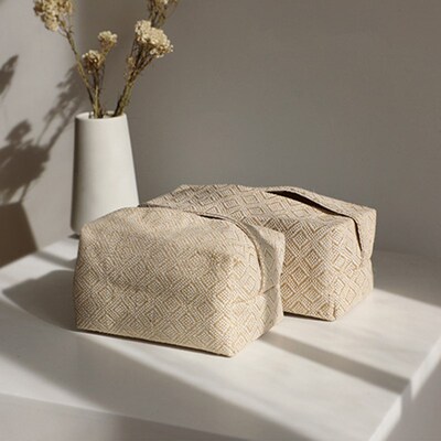 NEW Japanese-Style Jute Tissue Case Napkin Holder for Living