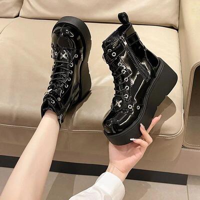 Platform Wedges Women Ankle Boots 2023 Autumn Winter Gothic