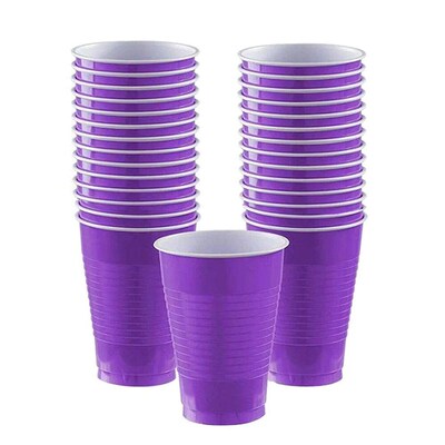 Pure Purple Party Set Disposable Cups, Plates, Paper Tablecl