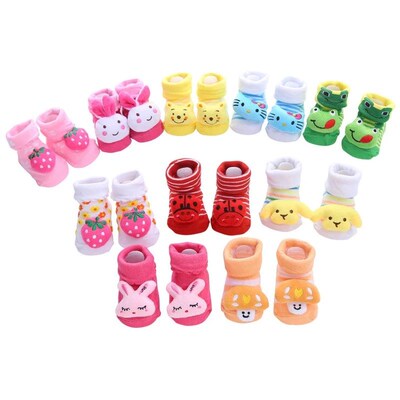 0-1Years Cotton Cartoon Antiskid Baby Floor Socks Stripe Cut