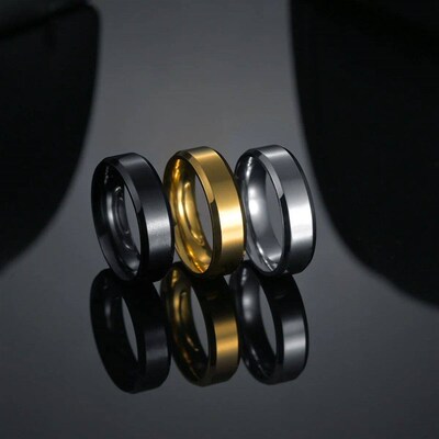 Stainless Steel Black Rings for Women Wedding Rings Men Jewe