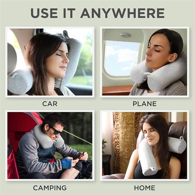 Twist Memory Foam Travel Neck Pillow for Airplanes Sleeping