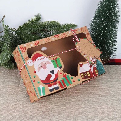 Christmas Candy Cookies Boxes Kraft Paper Gift Box Food Bake