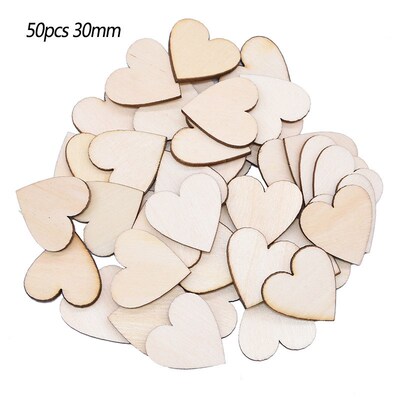 50-200Pcs Unfinished Wooden Hearts Blank Wood Slices Heart L