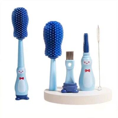 4 In 1 Set Baby Bottle Brush Multi-Fuction Cleaner Silicone