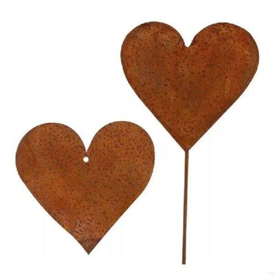 H8WB Set of 3 Weatherproof Iron Love Heart Stakes for