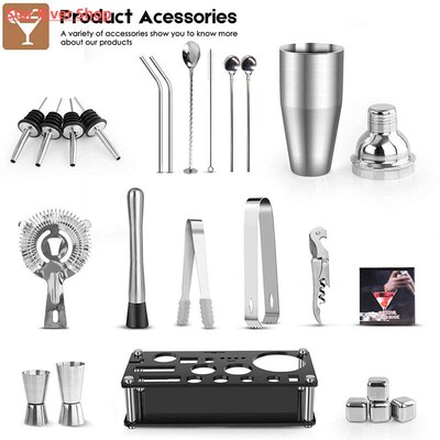 Bartender Kit, Boston Cocktail Shaker Set With Acrylic Stand