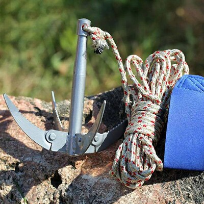 Outdoors Grappling Hook Survival Tool With Rope Folding Boat
