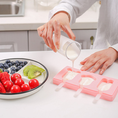 Silicone Ice Cream Mold Popsicle SiamIese Molds with Lid DIY