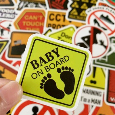 50PCS Warning Stickers Danger Banning Skateboard Fridge Guit