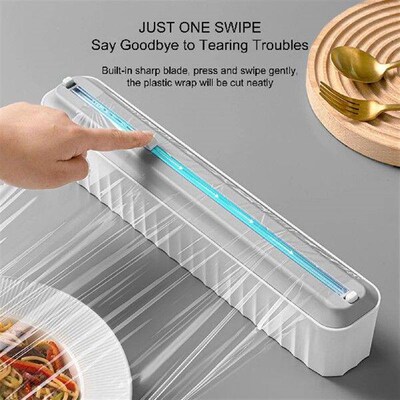 Refillable Magnetic Cling Wrap Dispenser Roll Case Plastic