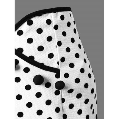 Dress button lace-up polka dot skirt slim fishtail skirt