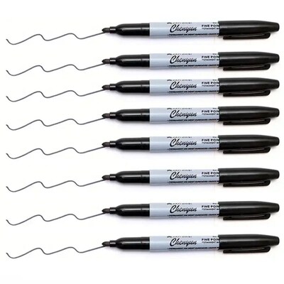 12pcs Black Permanent Marker Pens, Fine Tip, Waterproof, Qui