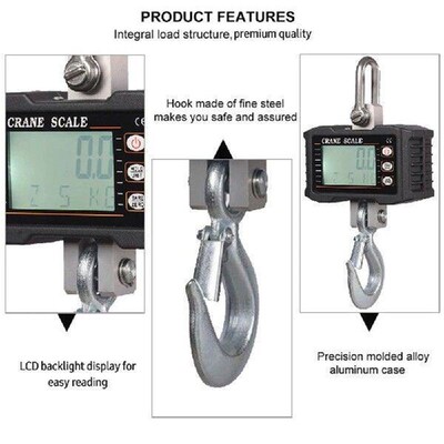 1000kg Digital Hanging Scale Crane Scale LCD Backlight