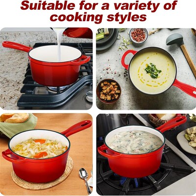 Cast Iron Saucepan Enamel Dutch Oven Pan Boiling Stewing Pot