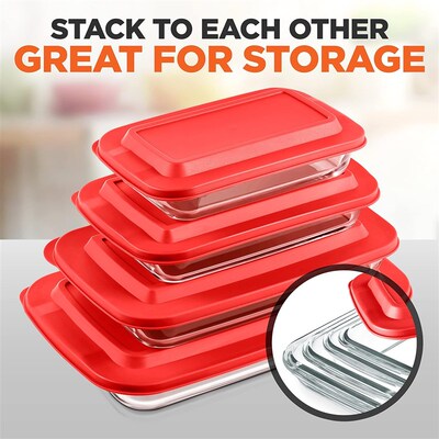 Rectangular Glass Baking Dish with Lids Bakeware Freezer