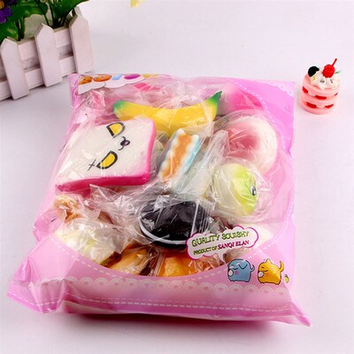 NEW 10pcs Squishies Toy Medium Mini Soft Bread Toys Key Bana