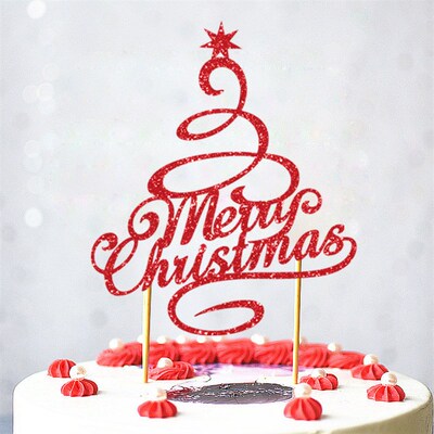 Christmas Cake Topper Party Decoration Glitter