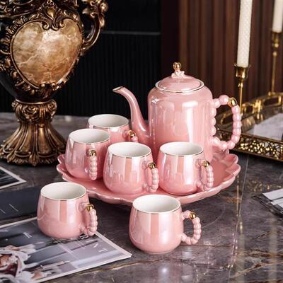 porcelain tea set colored glaze - pearl colored ceramic teap