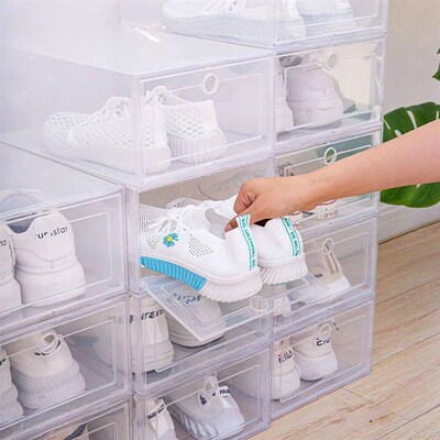 6pcs/set Transparent Plastic Shoes Case Thickened Drawer Cas