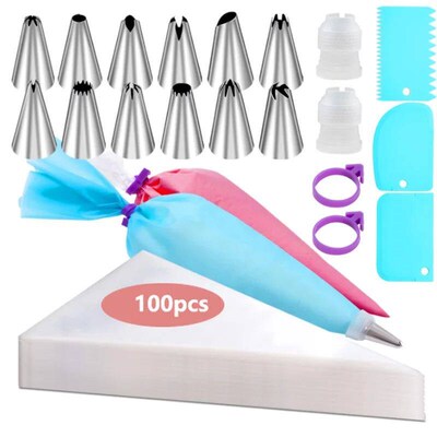 158/120PCs Piping Bags and Tips Set Cake DIY Decorating Kit