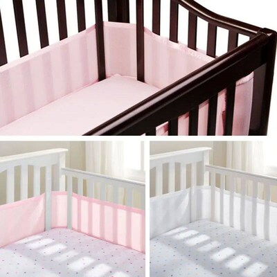 Baby Crib Bumpers Soft Solid Cotton Comfortable Pink Newborn