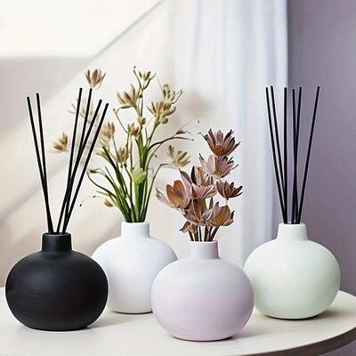 Mini Round Ball Vase Colorful Ceramic Circular Mouth Flower